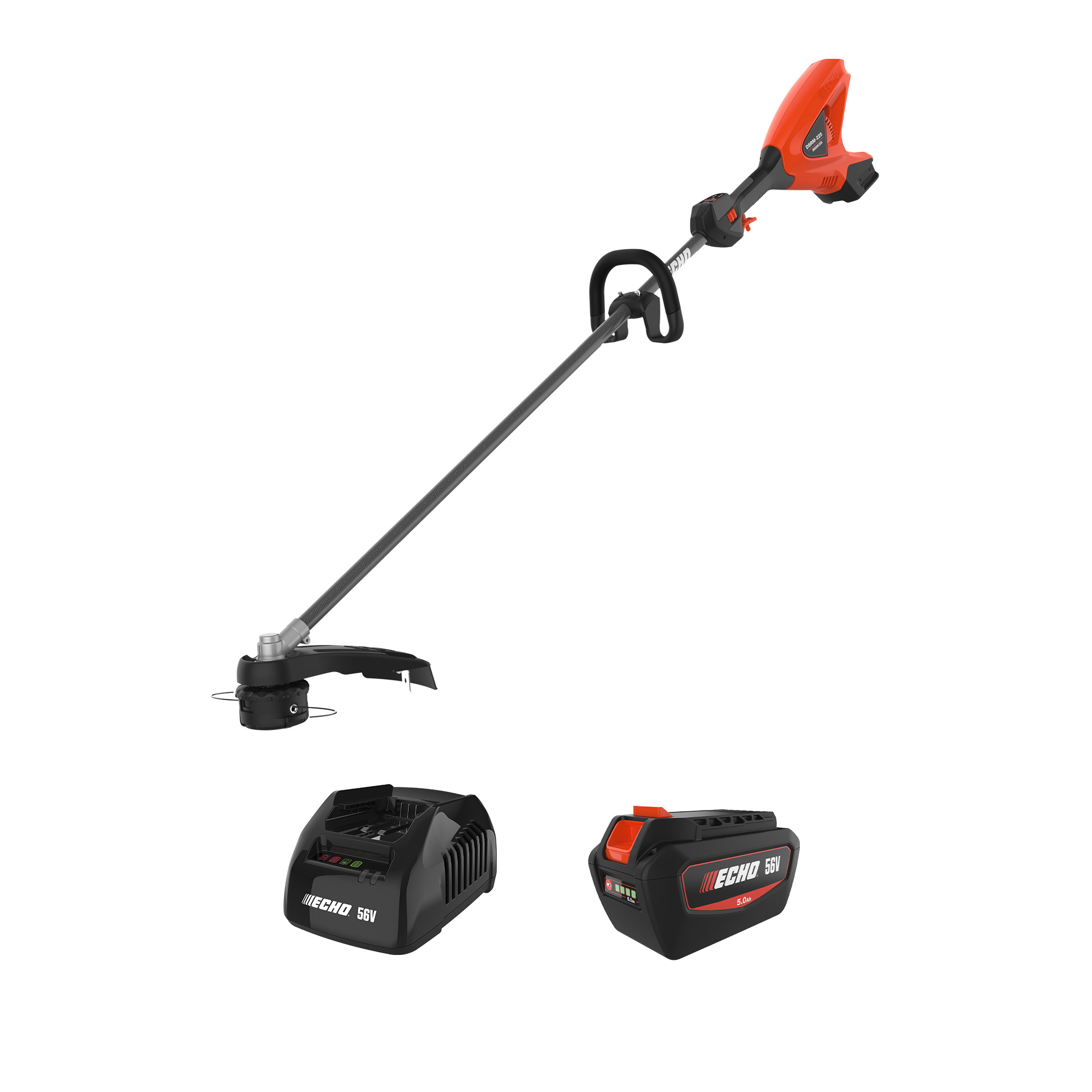 ECHO 56V Battery System, Battery-Powered Carbon Fiber Straight-Shaft String Trimmer, Includes 5 ...
